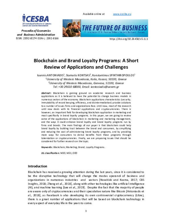 (PDF) Blockchain and Brand Loyalty Programs: A Short Review of ...