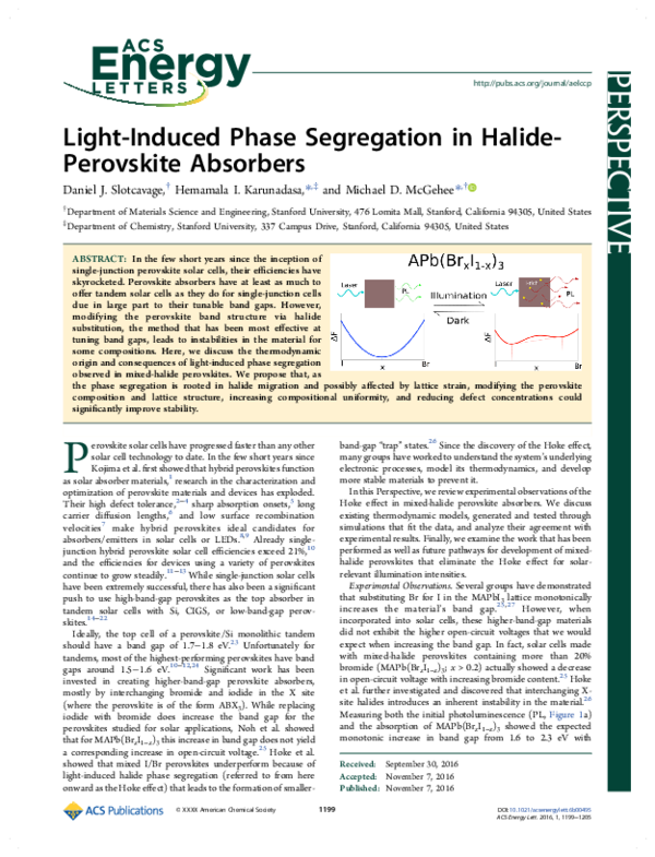 (PDF) Light-Induced Phase Segregation in Halide-Perovskite Absorbers