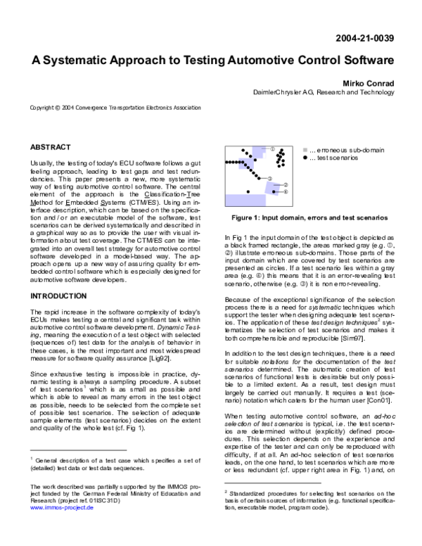 (PDF) Testing Automotive Control Software