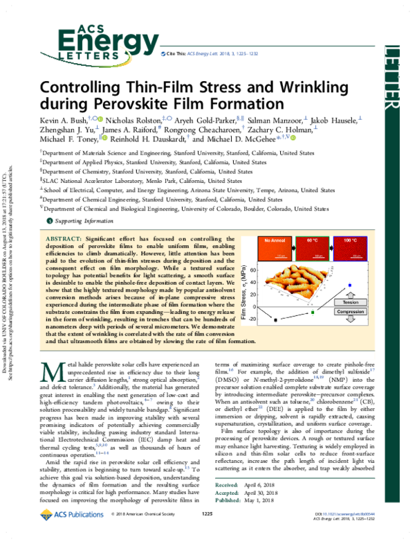 (PDF) Controlling Thin-Film Stress and Wrinkling during Perovskite Film ...