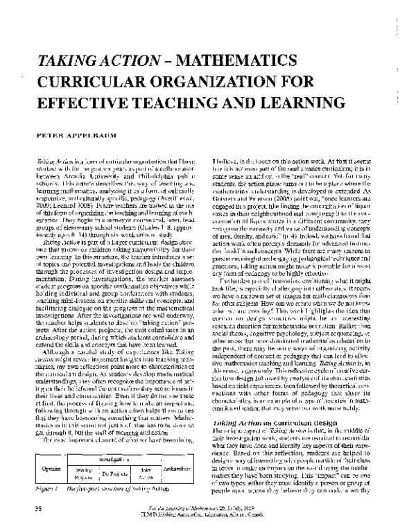 (PDF) Taking Action: Mathematics Curricular Organization for Effective ...