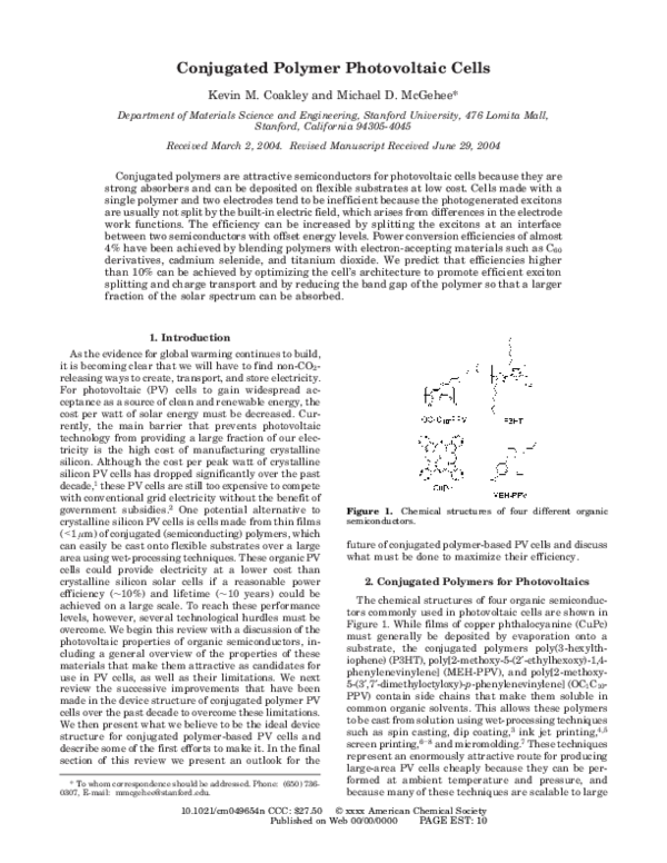 (PDF) Conjugated Polymer Photovoltaic Cells