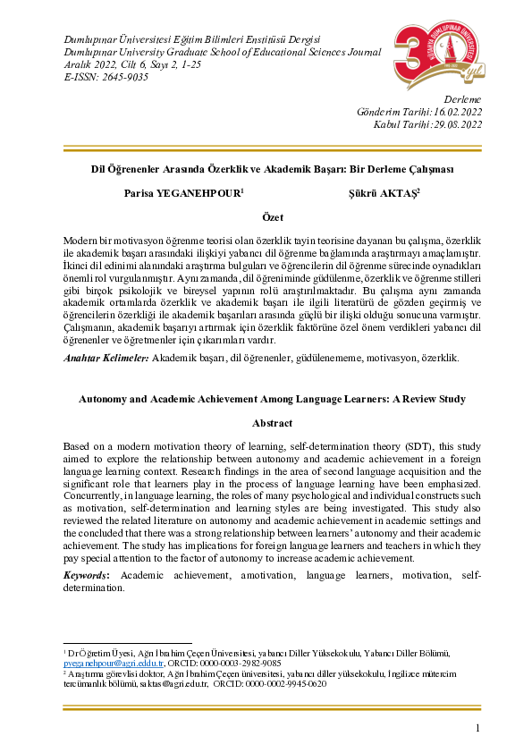 (PDF) Autonomy and Academic Achievement Among Language Learners: A Review Study