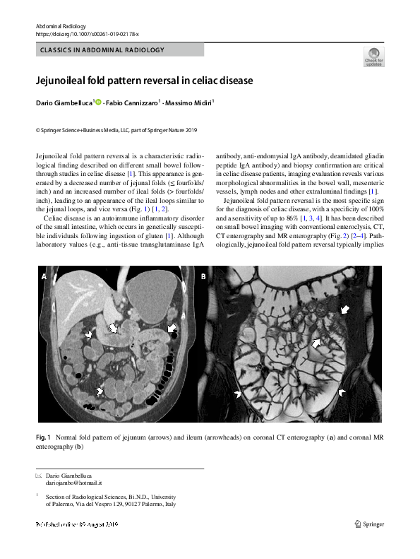 (PDF) Jejunoileal fold pattern reversal in celiac disease