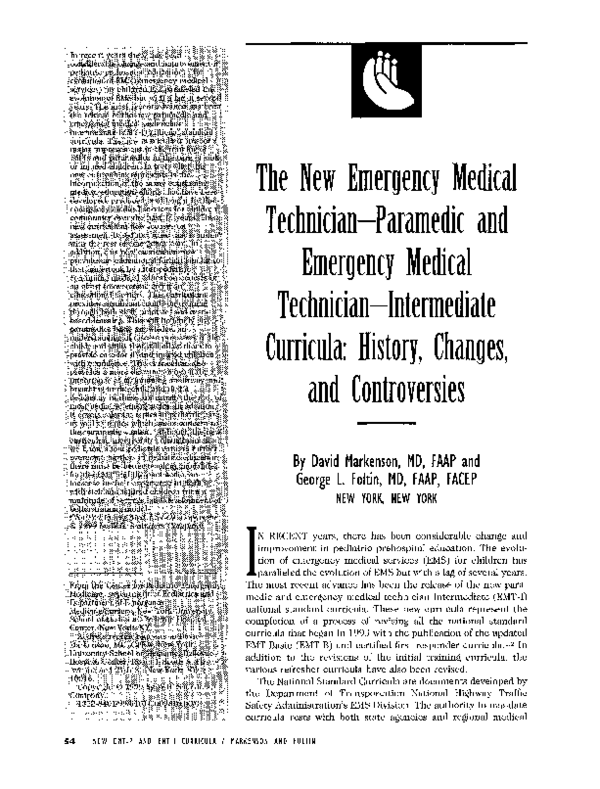 (PDF) The new emergency medical technician-paramedic and emergency ...