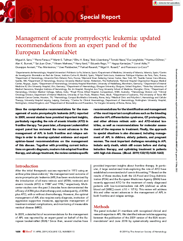 (PDF) Management of acute promyelocytic leukemia: updated ...