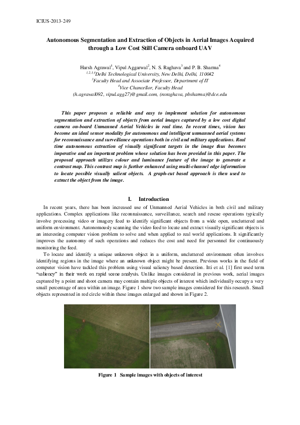 (PDF) Autonomous Segmentation and Extraction of Objects in Aerial Images Acquired through a Low ...