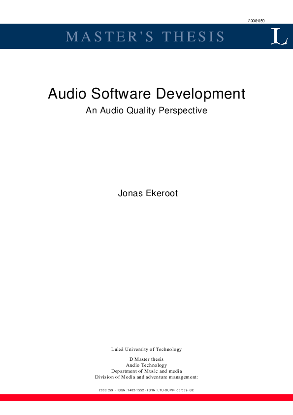 (PDF) Audio Software Development - An Audio Quality Perspective