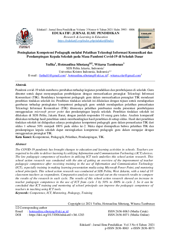 (PDF) Peningkatan Kompetensi Pedagogik melalui Pelatihan Teknologi Informasi Komunikasi dan ...