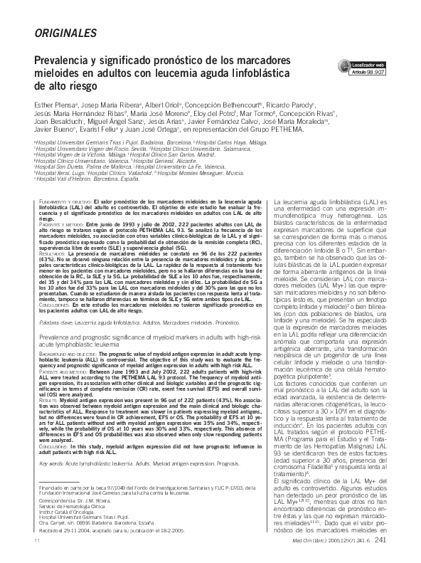 (PDF) Prevalencia y significado pronóstico de los marcadores mieloides ...