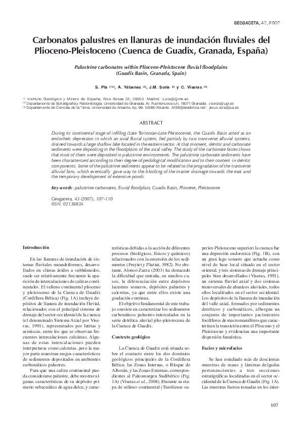 (PDF) Palustrine carbonates within Pliocene-Pleistocene fluvial ...