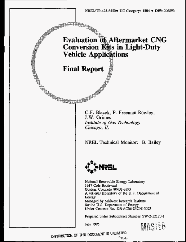 (PDF) Evaluation of aftermarket CNG conversion kits in light-duty ...