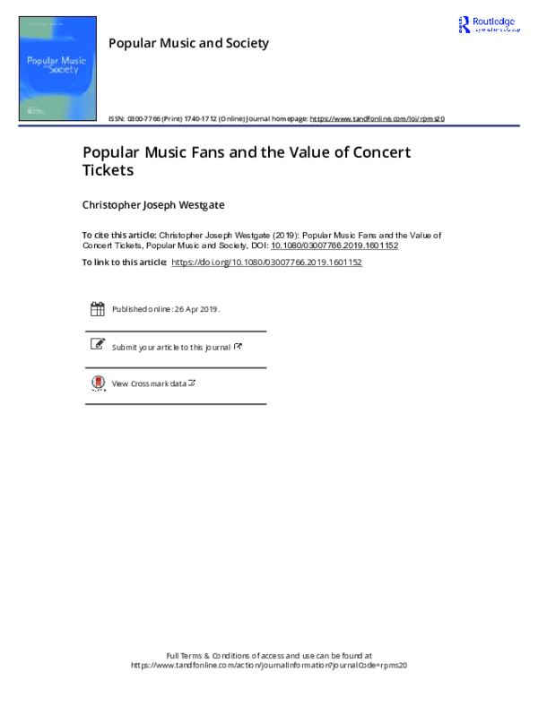 (PDF) Popular Music Fans and the Value of Concert Tickets