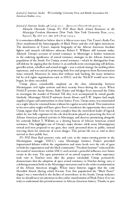 (PDF) AKINYELE OMOWALE UMOJA. We Will Shoot Back: Armed Resistance in ...