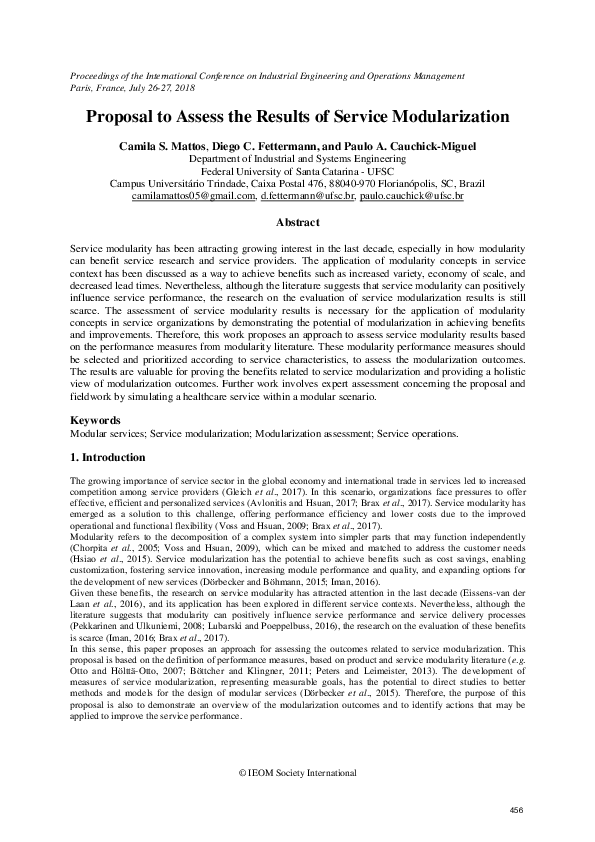 (PDF) Proposal to Assess the Results of Service Modularization
