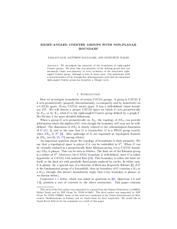 (PDF) Right-angled Coxeter groups with non-planar boundary