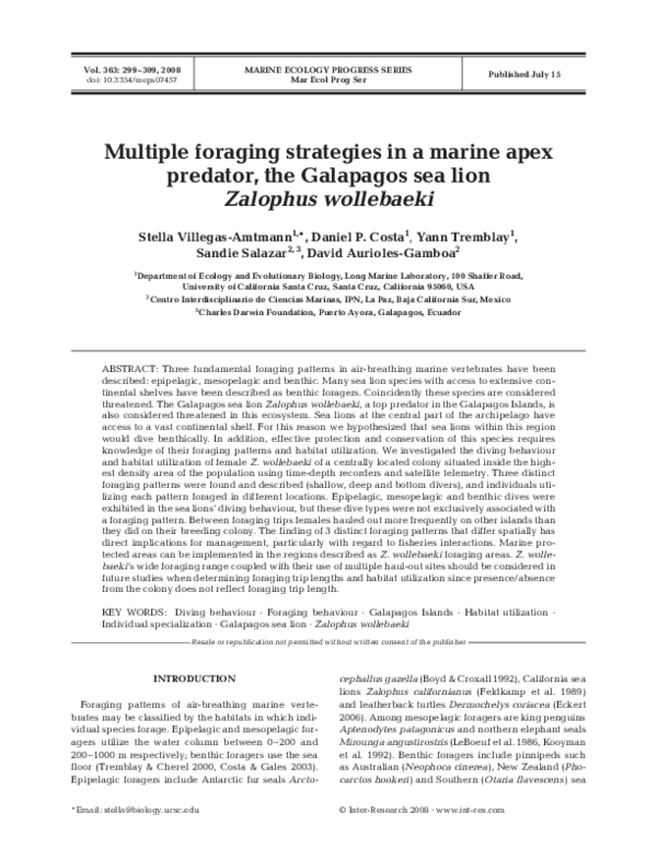 (PDF) Multiple foraging strategies in a marine apex predator, the ...