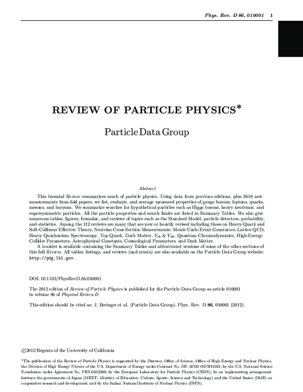 (PDF) Review of Particle Physics