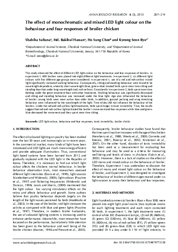 (PDF) The Effect of Monochromatic and Mixed LED Light Colour on the ...