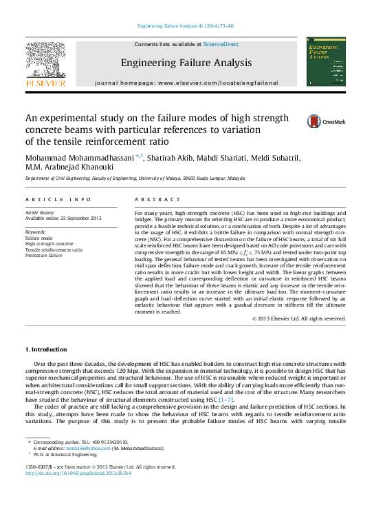 (PDF) An experimental study on the failure modes of high strength concrete beams with particular ...