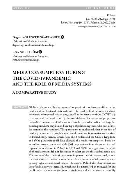 (PDF) Media Consumption During the COVID-19 Pandemic and the Role of ...
