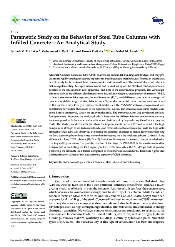 (PDF) Parametric Study on the Behavior of Steel Tube Columns with ...