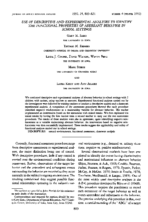 (PDF) Use of Descriptive and Experimental Analyses to Identify the ...