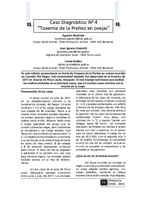 (PDF) Caso Diagnóstico N°4 "Toxemia de la preñez en ovejas