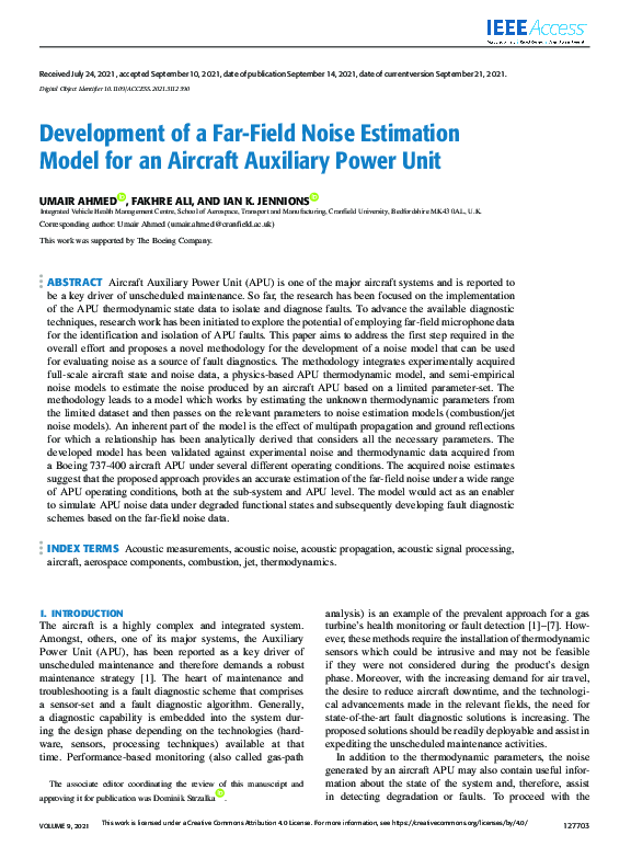 (PDF) Development of a Far-Field Noise Estimation Model for an Aircraft Auxiliary Power Unit