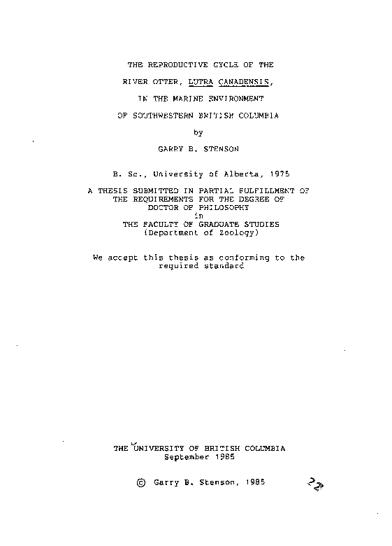 (PDF) The reproductive cycle of the river otter, Lutra canadensis, in ...