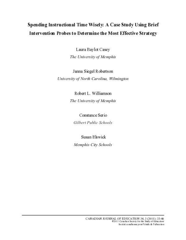 (PDF) Spending instructional time wisely: Using brief intervention ...