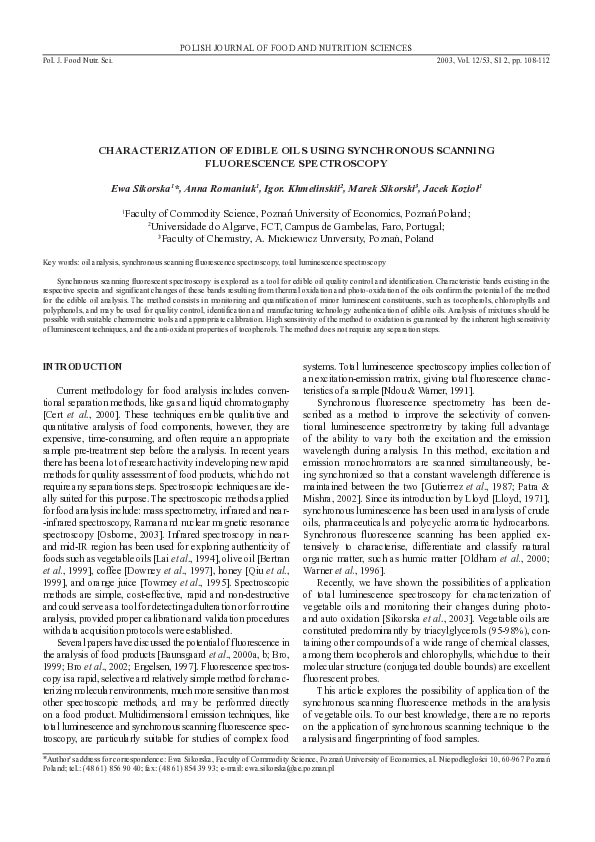 (PDF) Characterization of edible oils using synchronous scanning ...