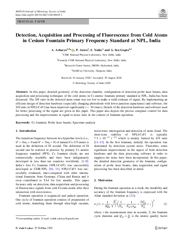 (PDF) Detection, Acquisition and Processing of Fluorescence from Cold ...