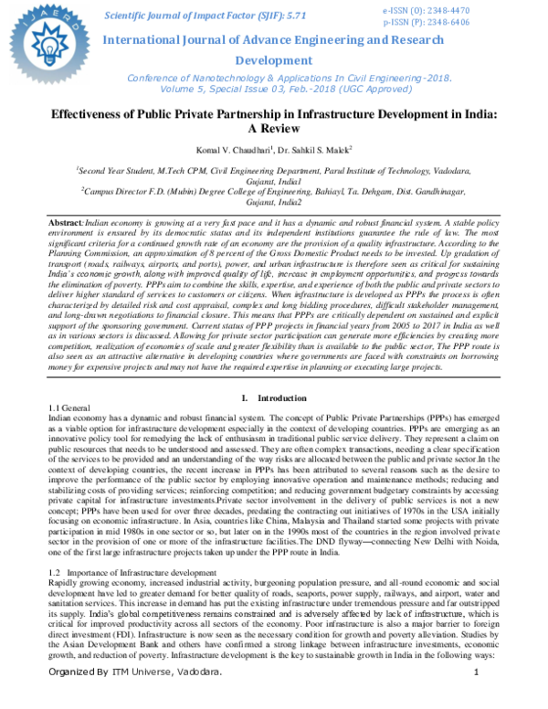 (PDF) Effectiveness of Public Private Partnership in Infrastructure ...