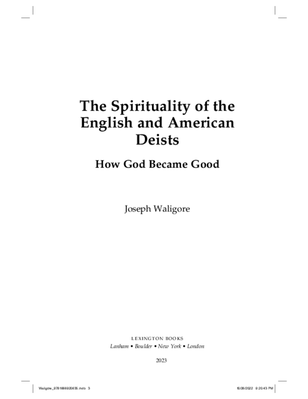 (PDF) Deism and the American Founders