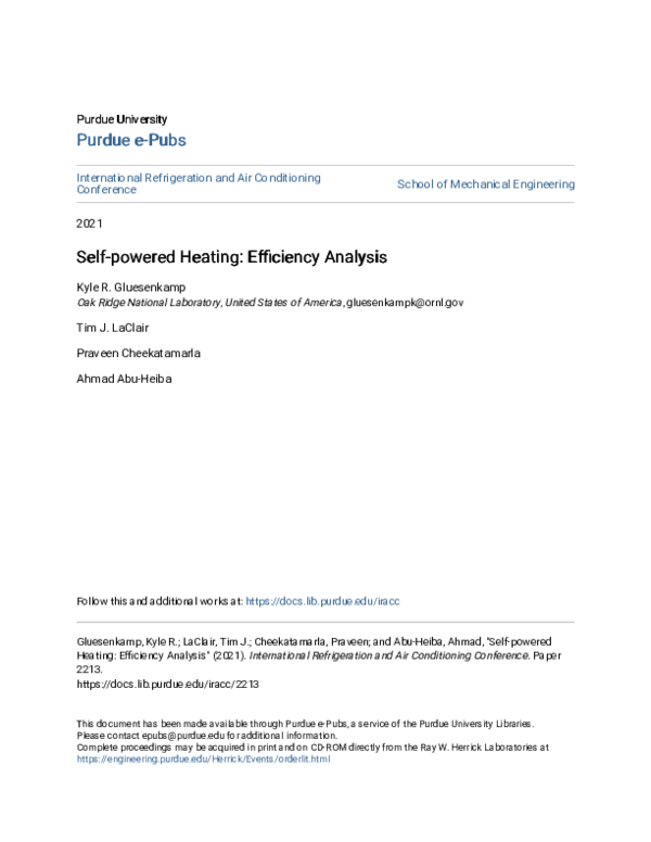 (PDF) Self-powered Heating: Efficiency Analysis