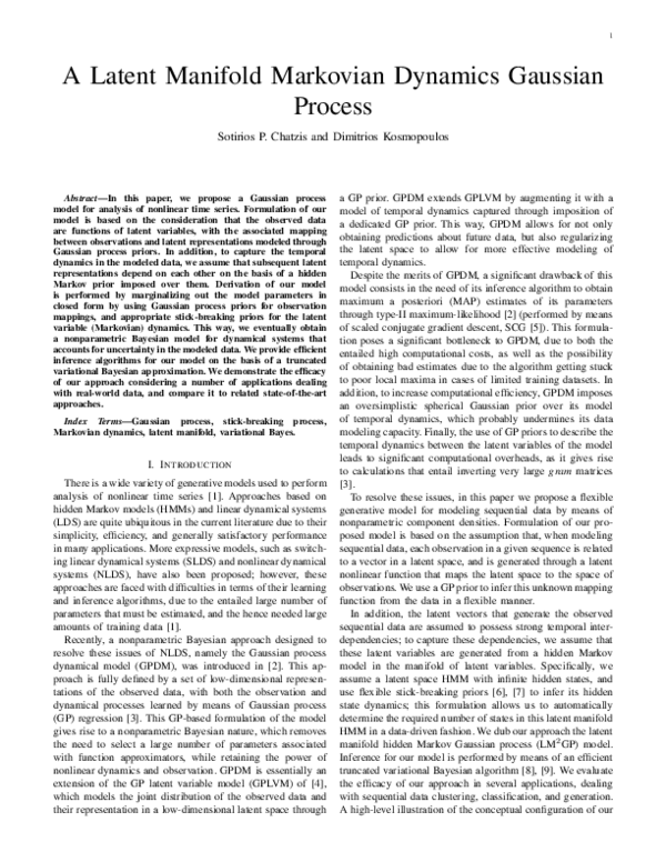 (PDF) A latent manifold Markovian dynamics Gaussian process