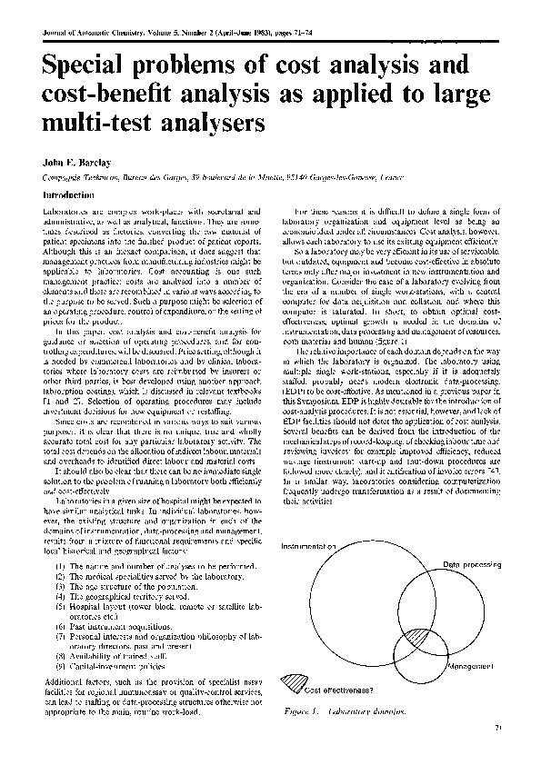 (PDF) Special problems of cost analysis and cost-benefit analysis as ...