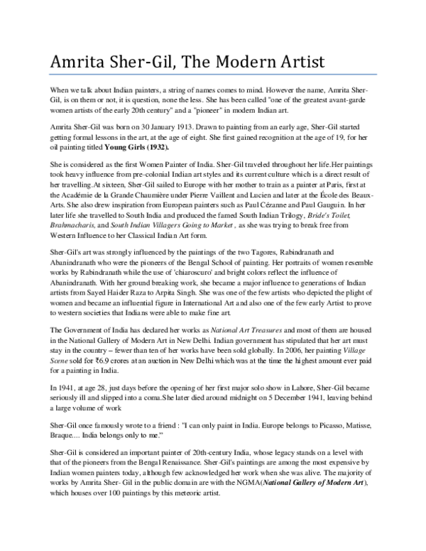 (PDF) Amrita Sher-Gil, The Modern Artist