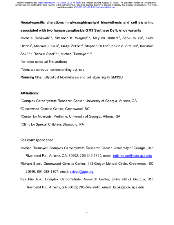 (PDF) Neural-specific alterations in glycosphingolipid biosynthesis and ...