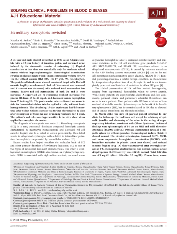 (PDF) Hereditary xerocytosis revisited