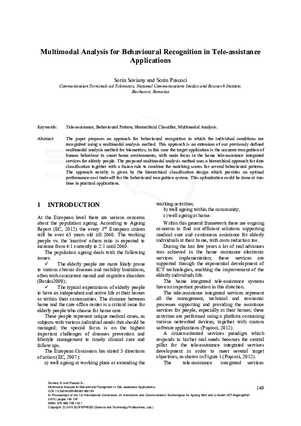 (PDF) Multimodal Analysis for Behavioural Recognition in Tele-assistance Applications