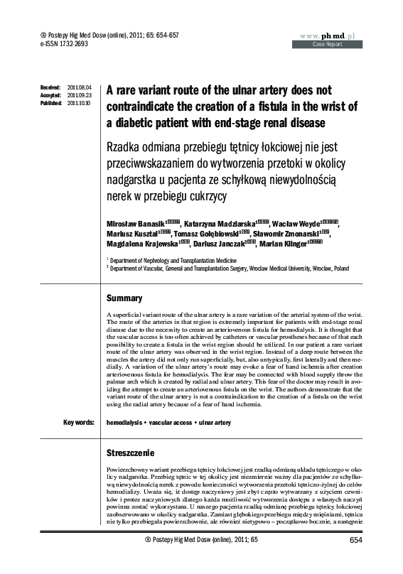 (PDF) A rare variant route of the ulnar artery does not contraindicate ...