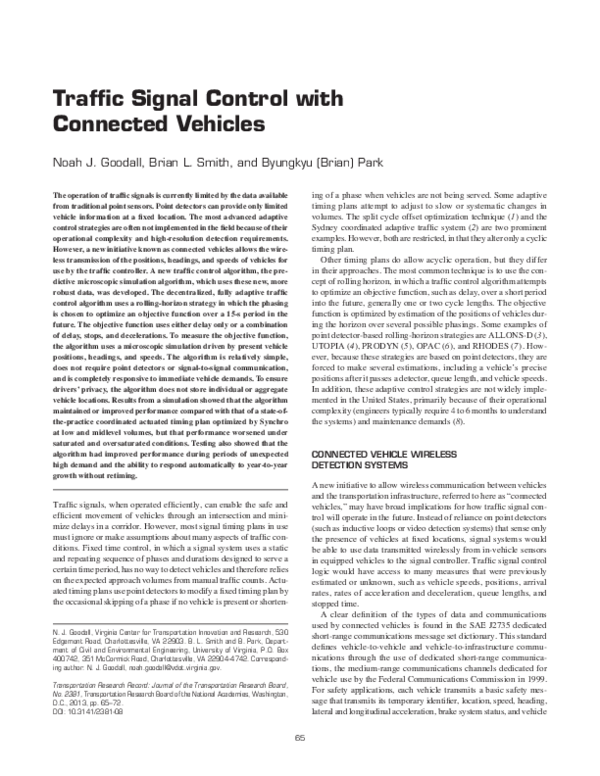 (PDF) Traffic Signal Control with Connected Vehicles