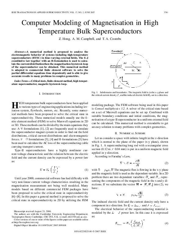 (PDF) Computer Modeling of Magnetisation in High Temperature Bulk ...