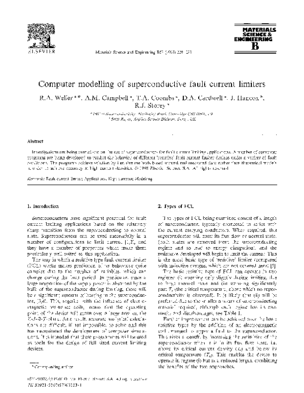 (PDF) Computer modelling of superconductive fault current limiters
