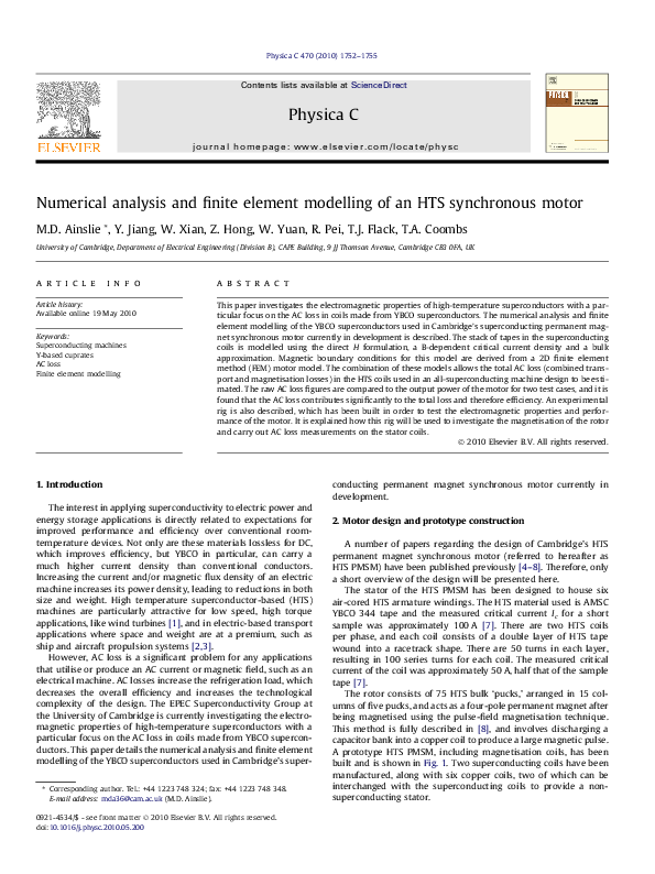 (PDF) Numerical analysis and finite element modelling of an HTS ...
