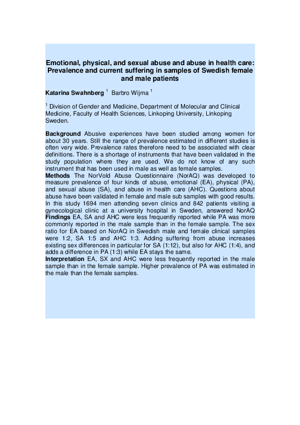 (PDF) Emotional, physical, and sexual abuse and abuse in health care ...