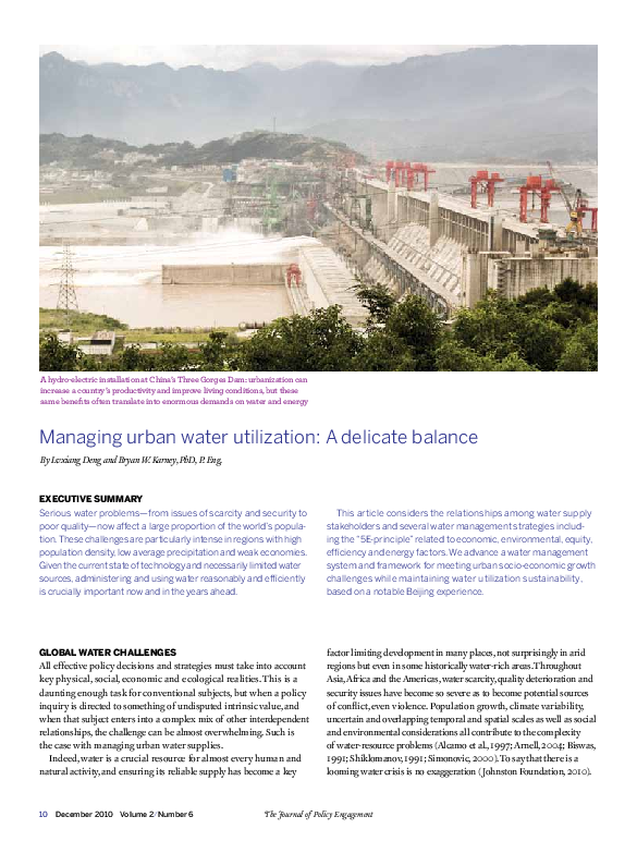 (PDF) Managing urban water utilization: A delicate balance