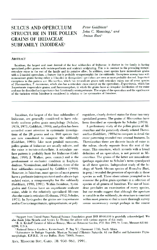 (PDF) Sulcus and Operculum Structure in the Pollen Grains of Iridaceae ...